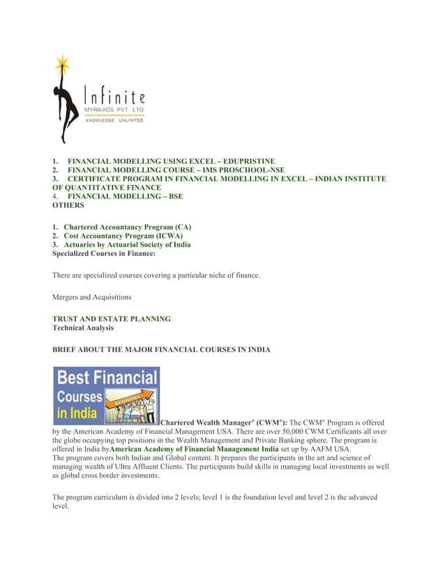 Best financial courses in india | PDF