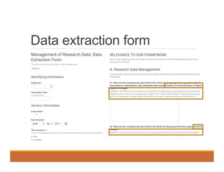 Applying ‘best fit’ frameworks to systematic review data extraction | PPT