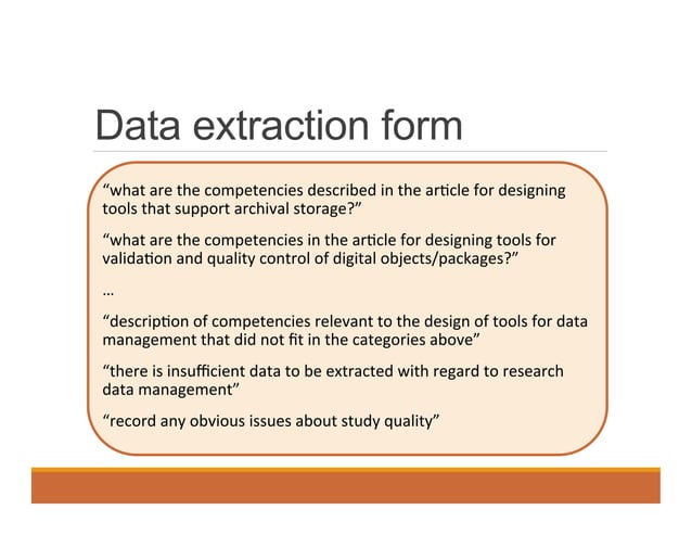 Applying ‘best fit’ frameworks to systematic review data extraction | PPT