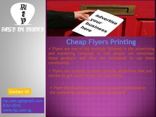 Best Flyer Printing & Distribution Service In Singapore | PPT
