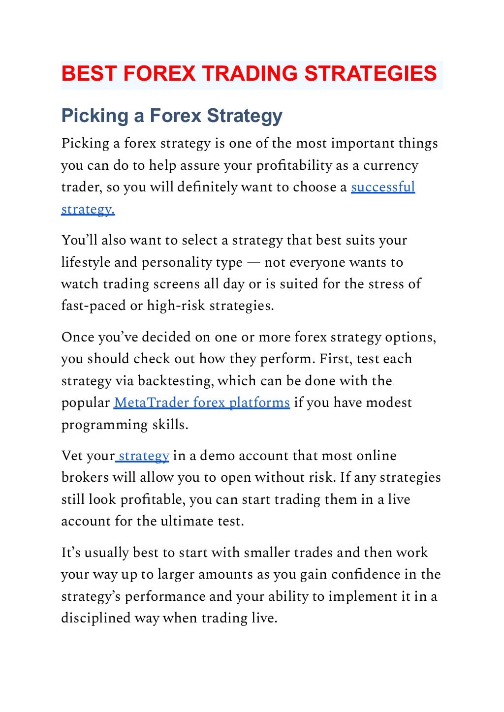 BEST FOREX TRADING STRATEGIES | PDF