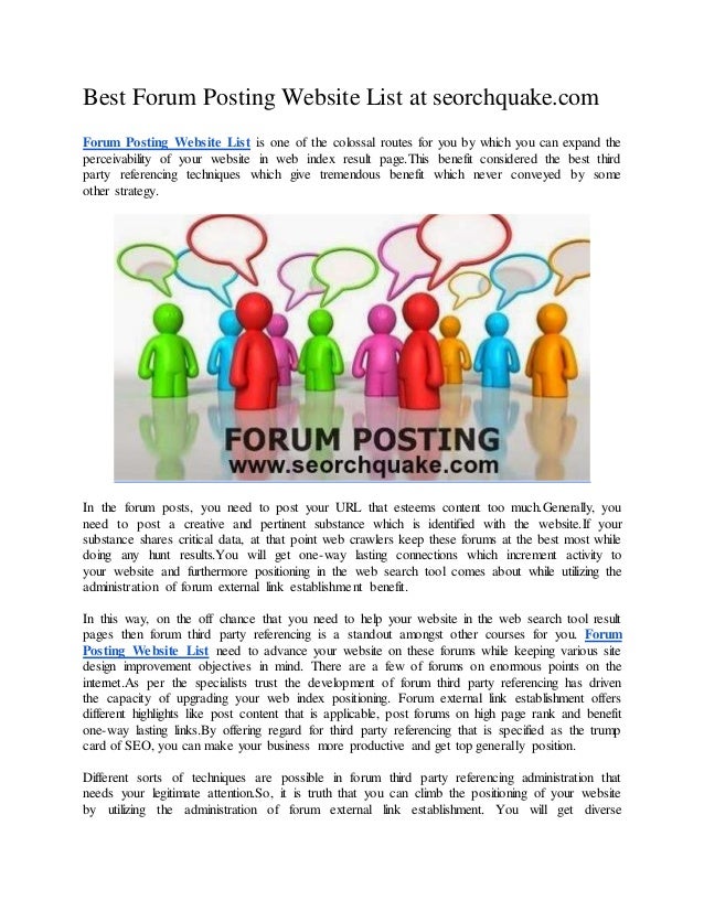 Best forum posting website list at seorchquake