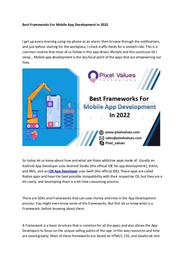 Best frameworks for mobile app development in 2022 | PDF