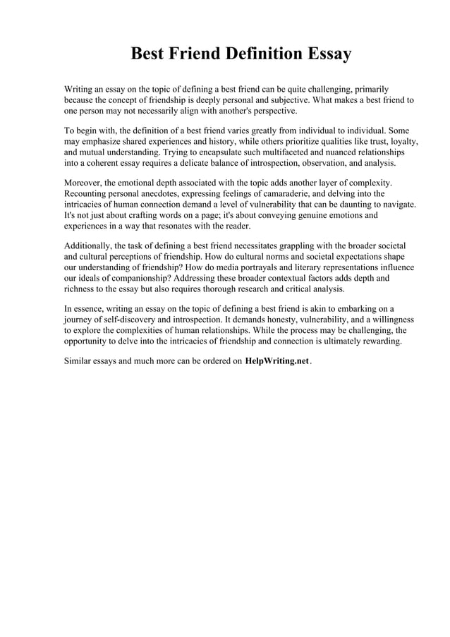 Best Friend Definition Essay.pdfBest Friend Definition Essay | PDF ...