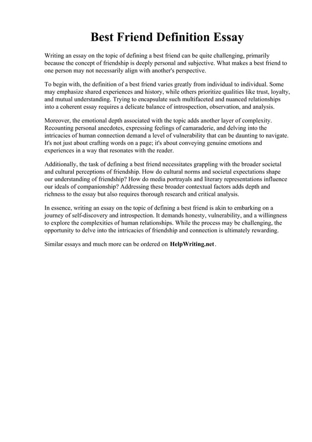 Best Friend Definition Essay | PDF