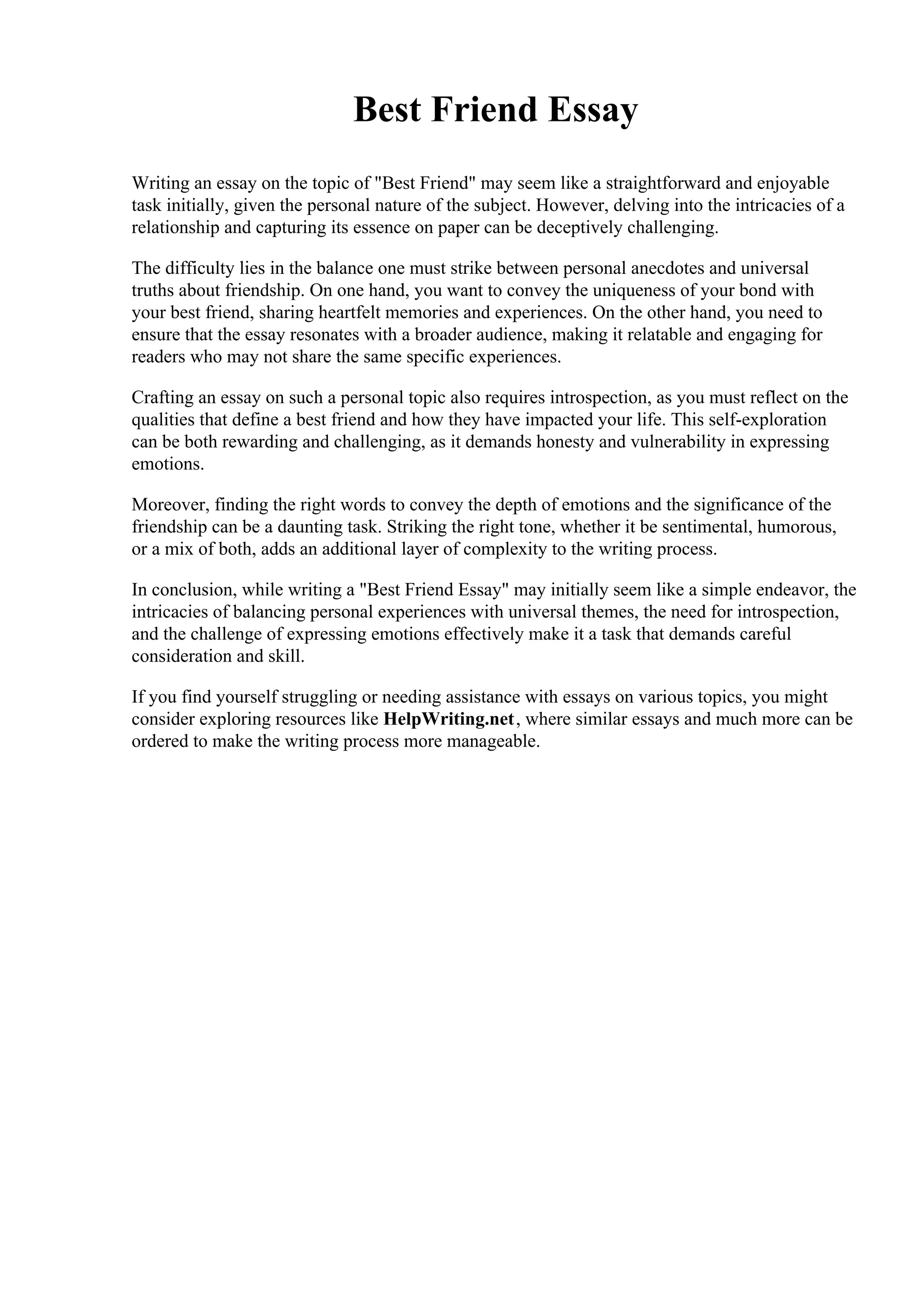 Best Friend Essay | PDF