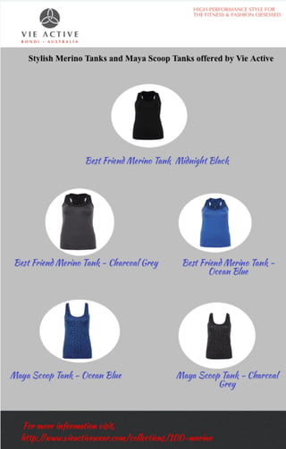 Stylish Merino Tanks and Maya Scoop Tanks offered by Vie Active | PDF