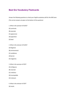 Best Gre Vocabulary Flashcards | PDF