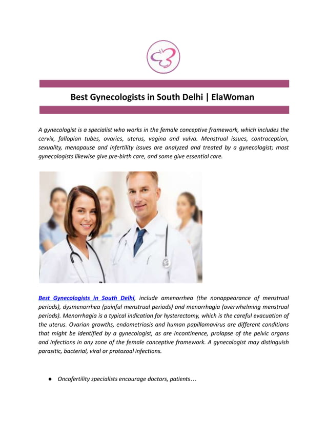 Best Gynecologists in South Delhi | ElaWoman | PDF