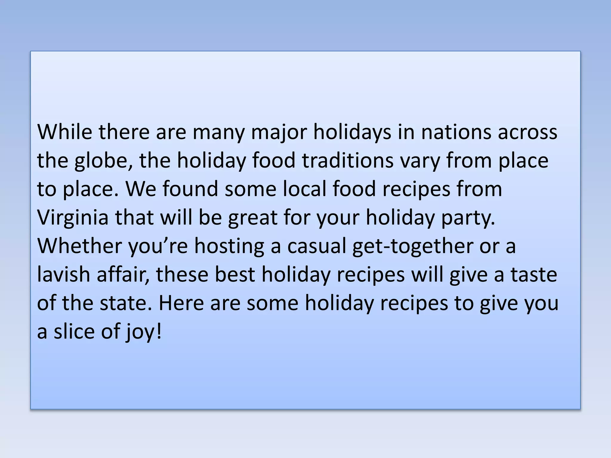 Best Holiday Recipes | PPT
