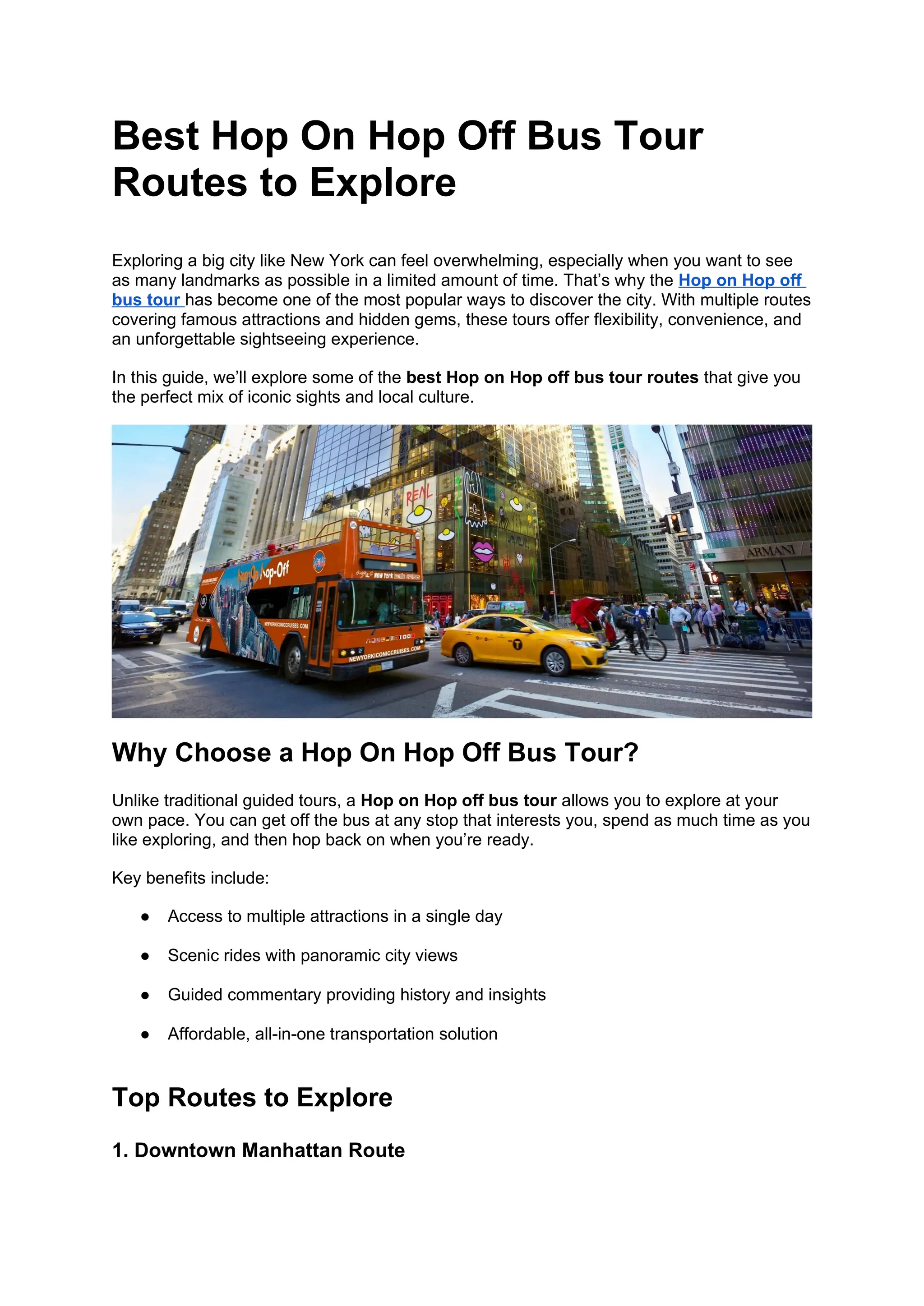 Best Hop On Hop Off Bus Tour Routes to Explore | DOCX