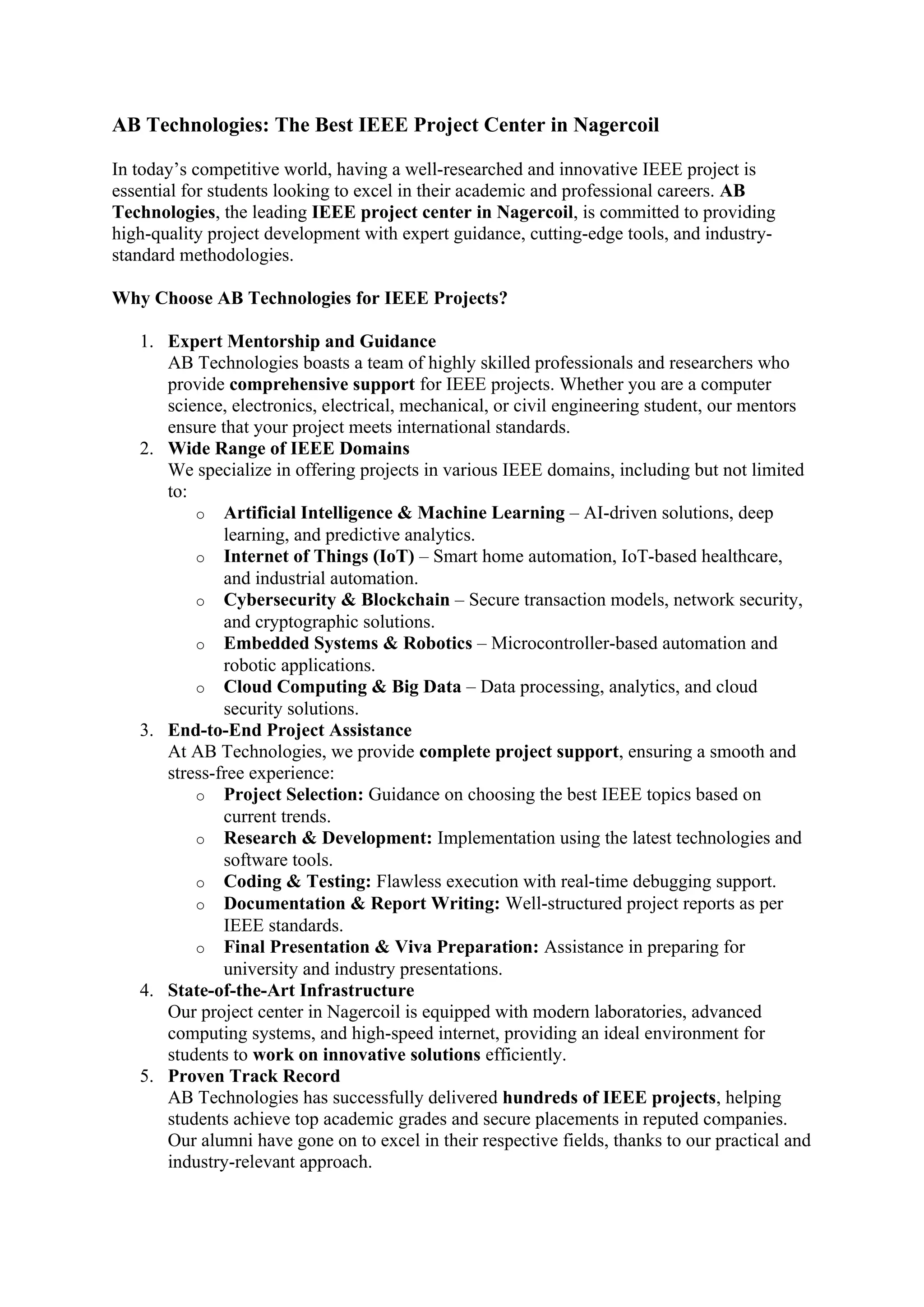 Best IEEE project center in nagercoilBest IEEE project center in ...