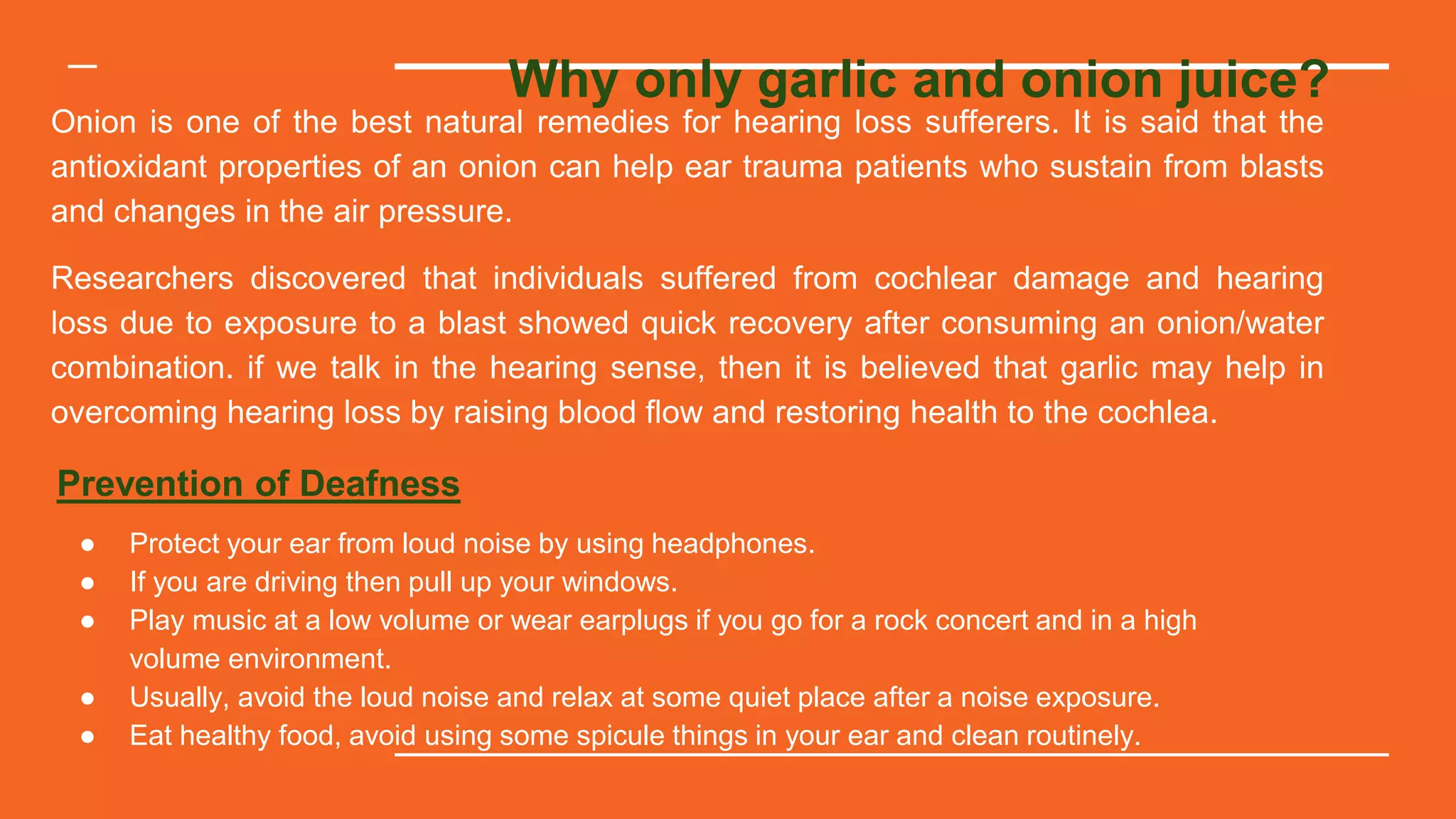 Best ingredients to restore hearing loss | PPTX