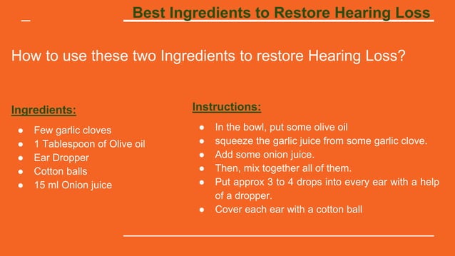 Best ingredients to restore hearing loss | PPT