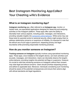 Best Instagram Monitoring App_Collect Your Cheating wife's Evidence.pdf