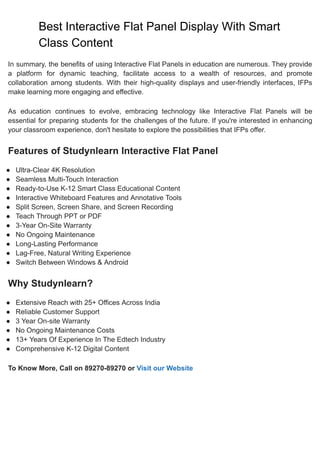 Best Interactive Flat Panel Display With Smart Class Content.pdf