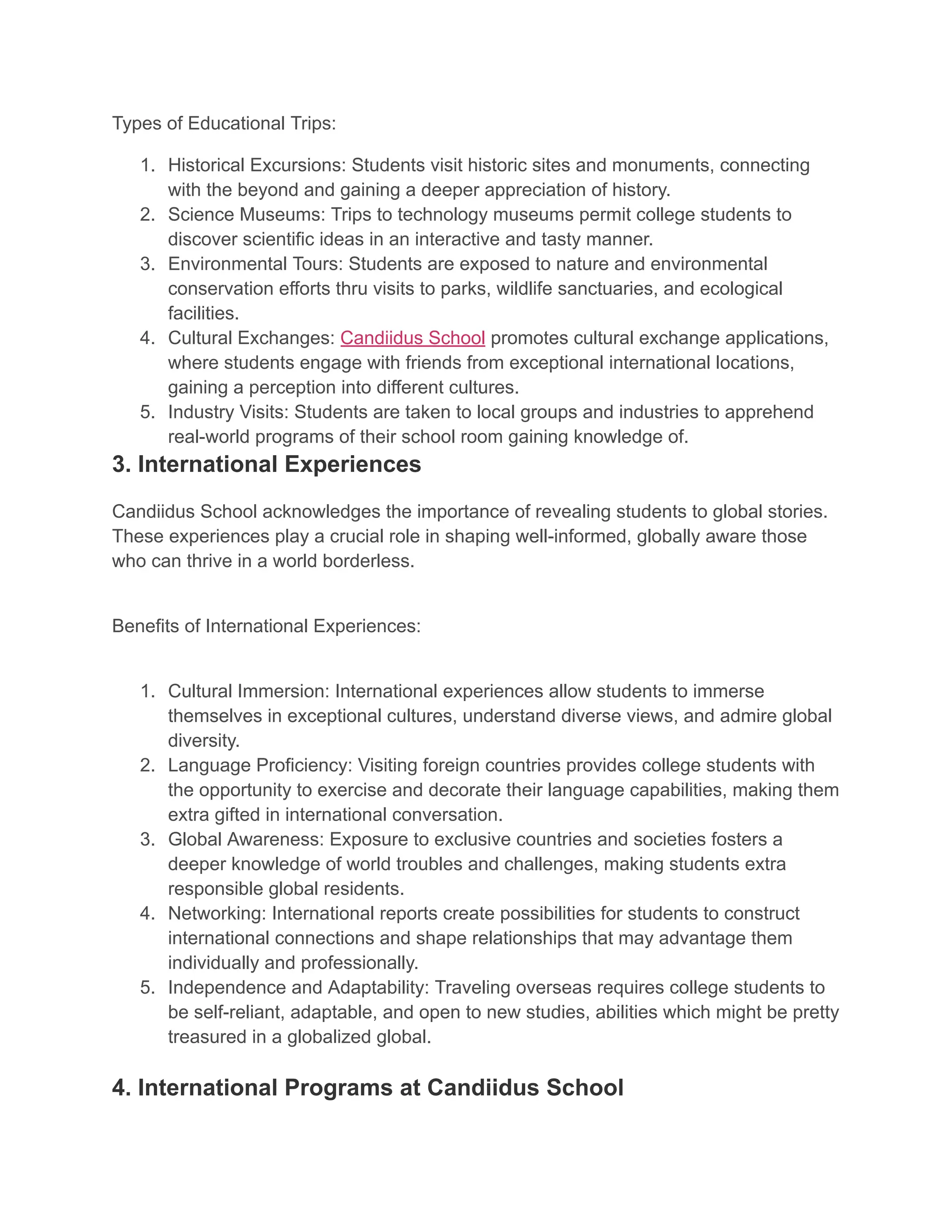 Educational Trips and Global Experiences at Candidus School ...