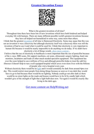 Best Invention Essay | PDF | Online Education | Education