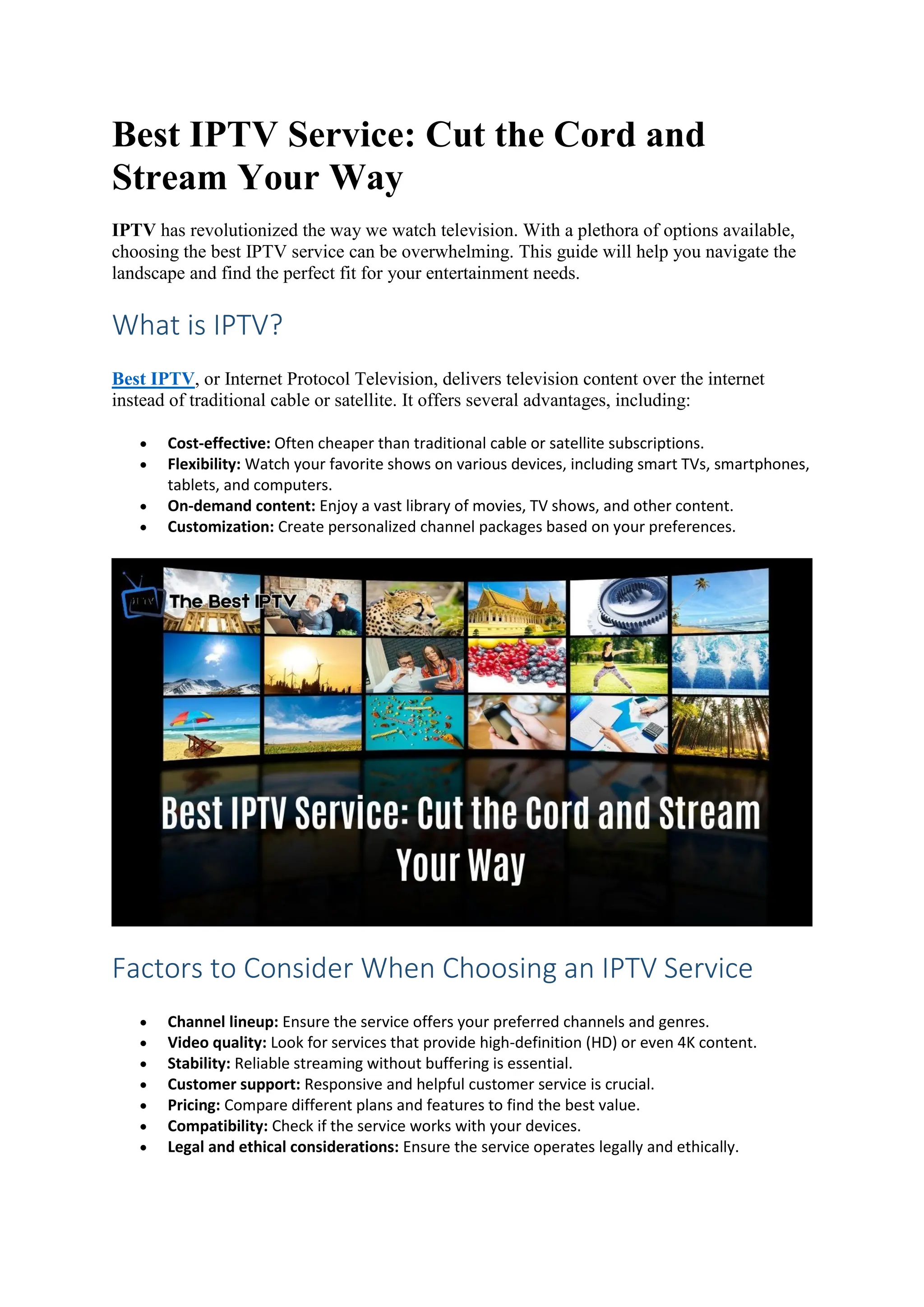 Best IPTV Service: Cut the Cord and Stream Your Way | PDF