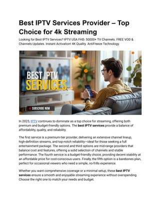 Best IPTV Services Provider – Top Choice for 4k Streaming | PDF