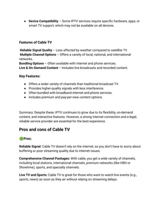4k Streaming IPTV service VS Cable TV: Which is Best for You | PDF