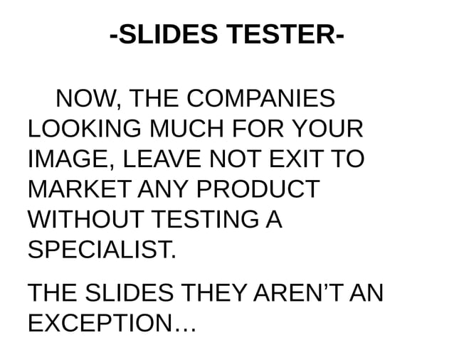 Best job: Slide tester | PDF