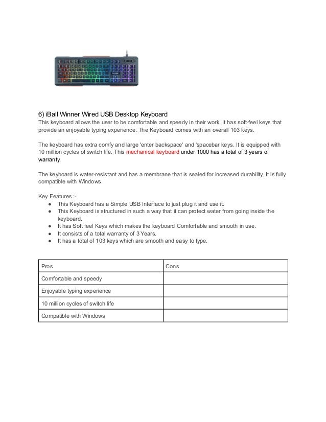 Best keyboard under 1000 | PDF