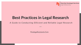 What are the Best Practices in Legal Research? | PDF