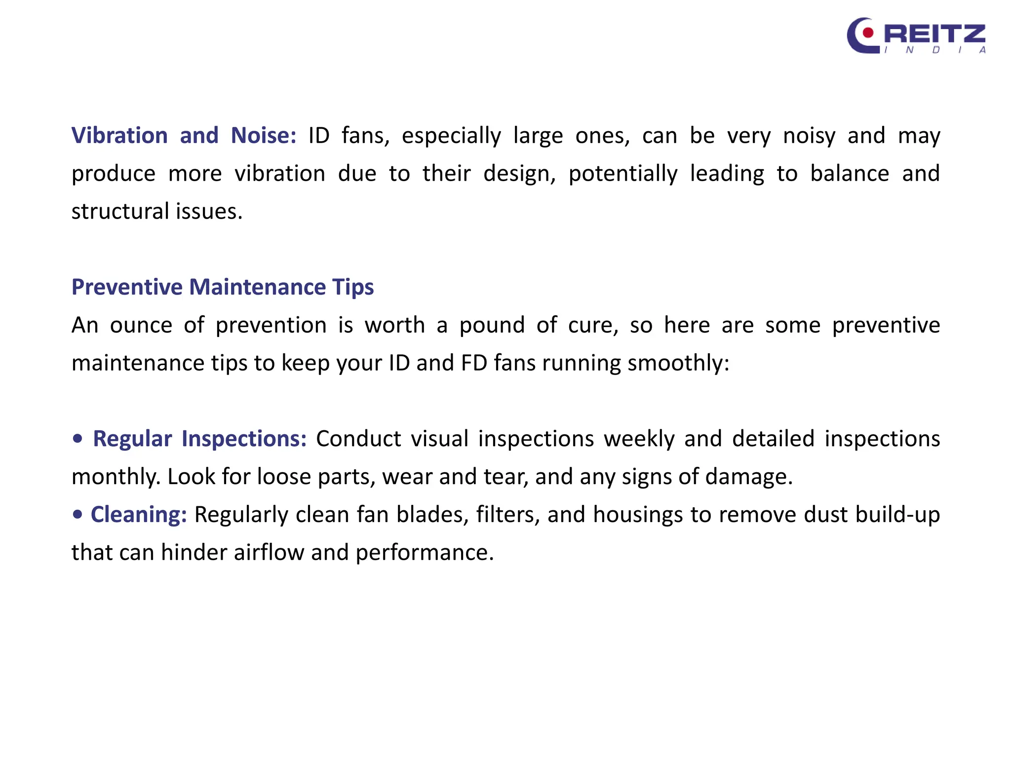 BEST MAINTENANCE PRACTICES FOR ID AND FD FANS | PPTX