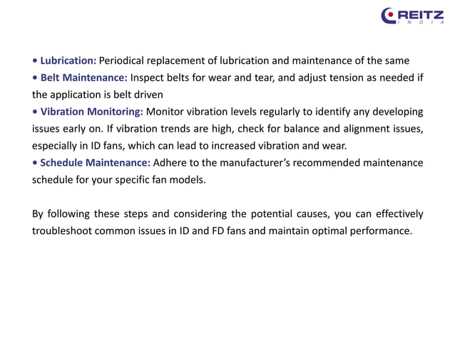 BEST MAINTENANCE PRACTICES FOR ID AND FD FANS | PPTX