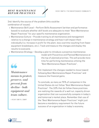 Best Maintenance Repair Practices Article | PDF