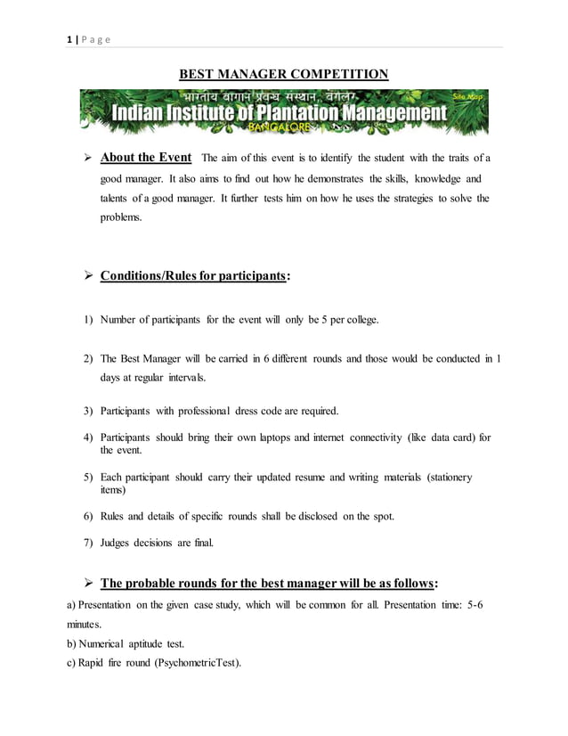 Best manager competition | DOCX