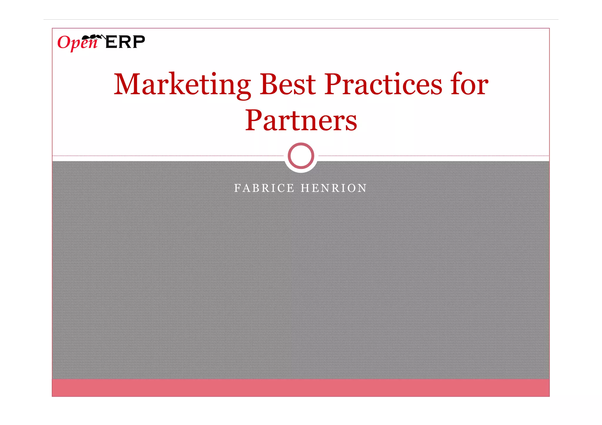 OpenERP - Best marketing ideas for partners | PPT