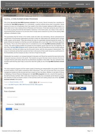 GLOCAL, A FORE-RUNNER IN MBA PROGRAMS | PDF