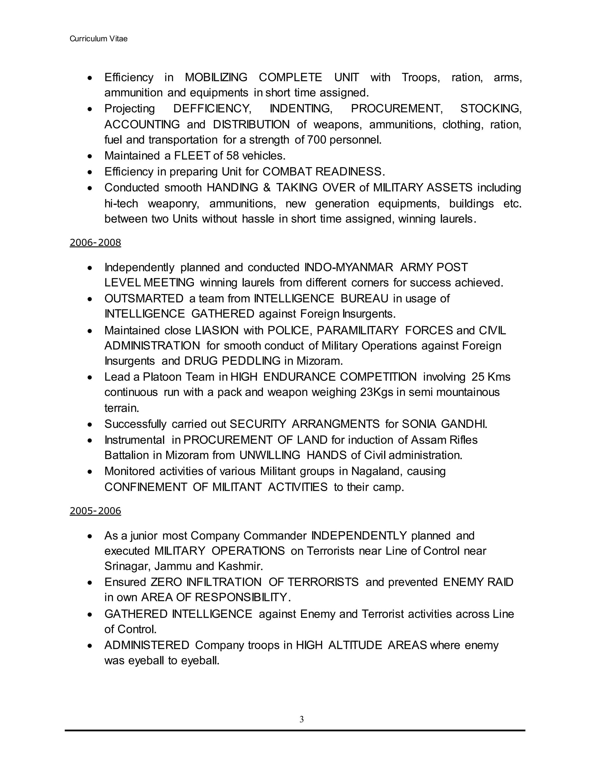 CV of Major Ranjit HS | DOCX