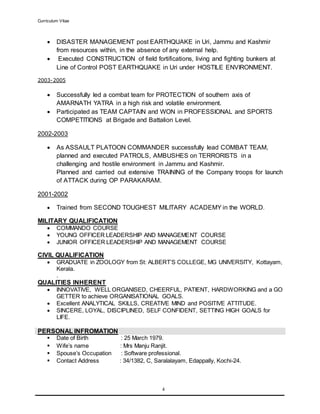 CV of Major Ranjit HS | DOCX