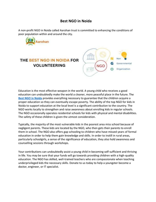 Best NGO in Noida | DOCX | Non-Profit Organizations | Industries