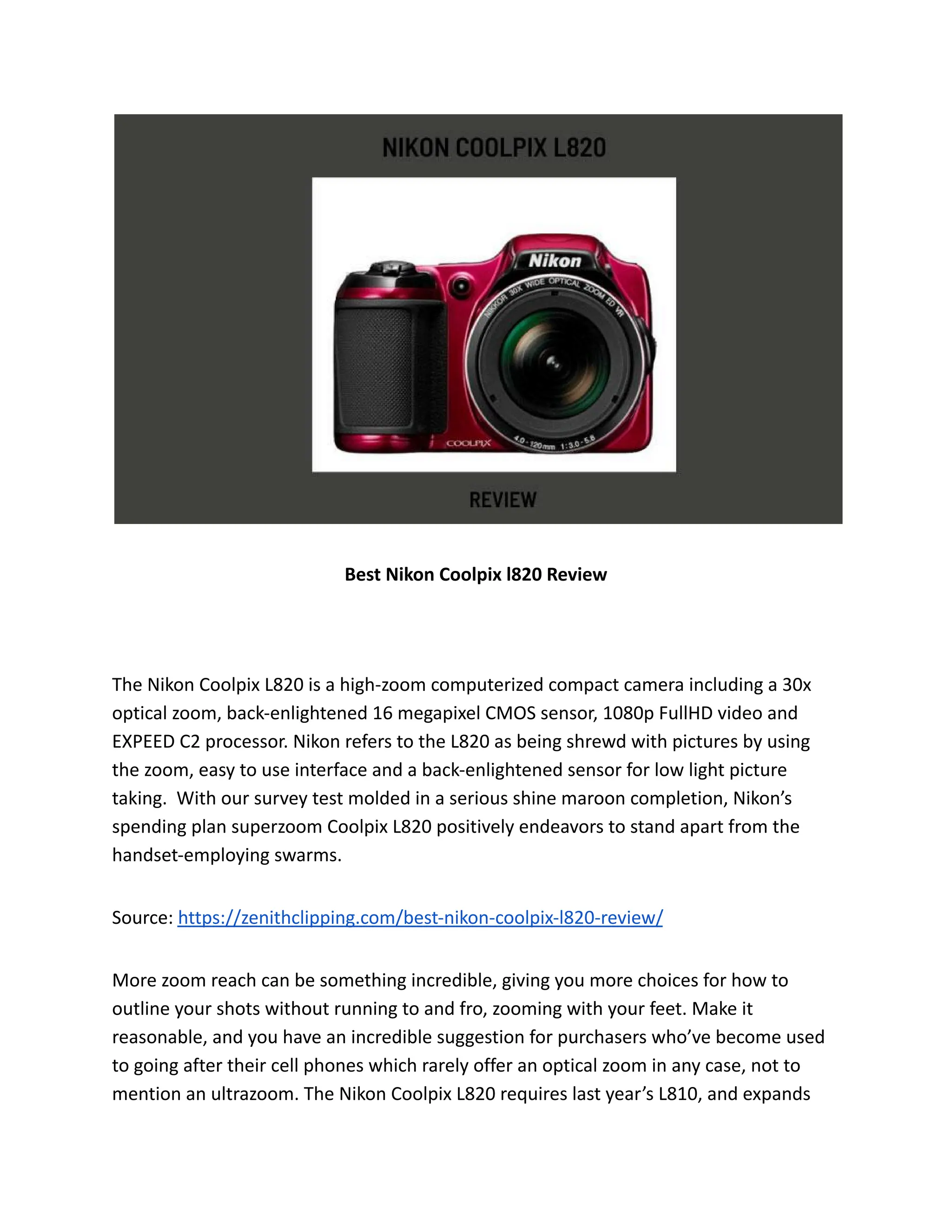 Best Nikon Coolpix Camera L820 Honest Review | PDF