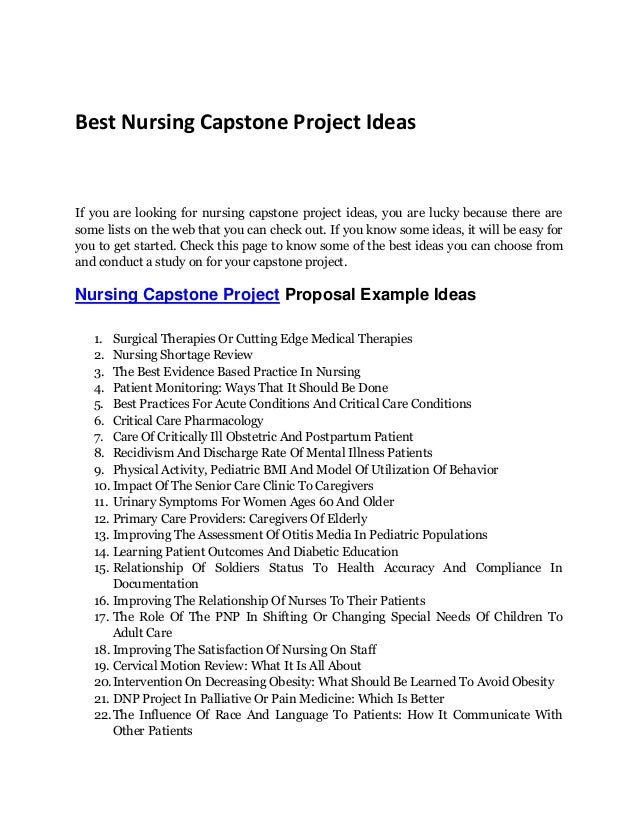 Learn Of The Best Nursing Capstone Project Ideas Learn Of The Best Nursing Capstone Project Ideas