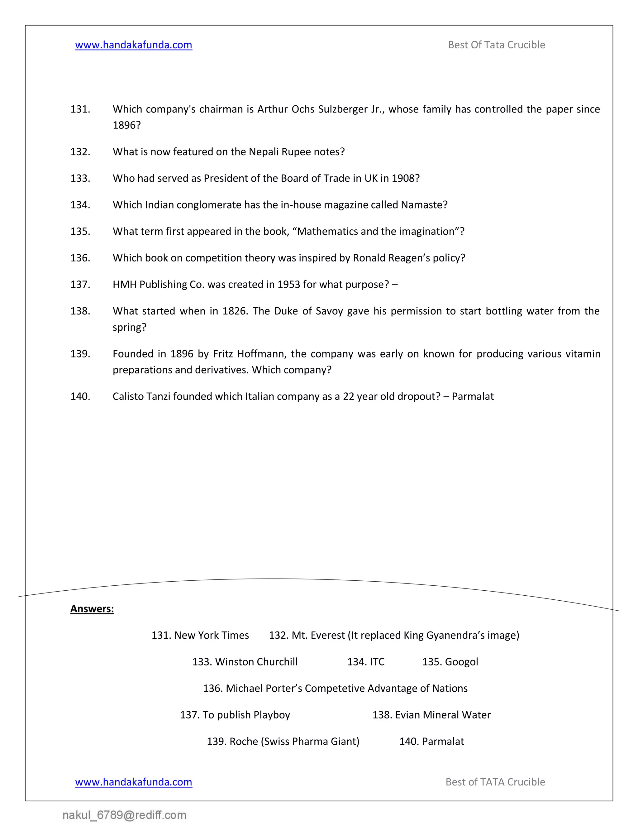 Best of TATA Crucible | PDF