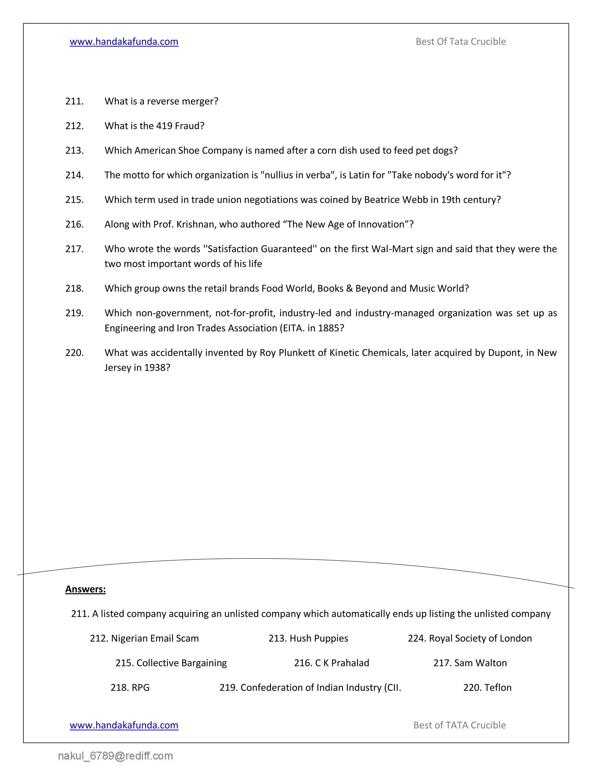 Best of TATA Crucible | PDF