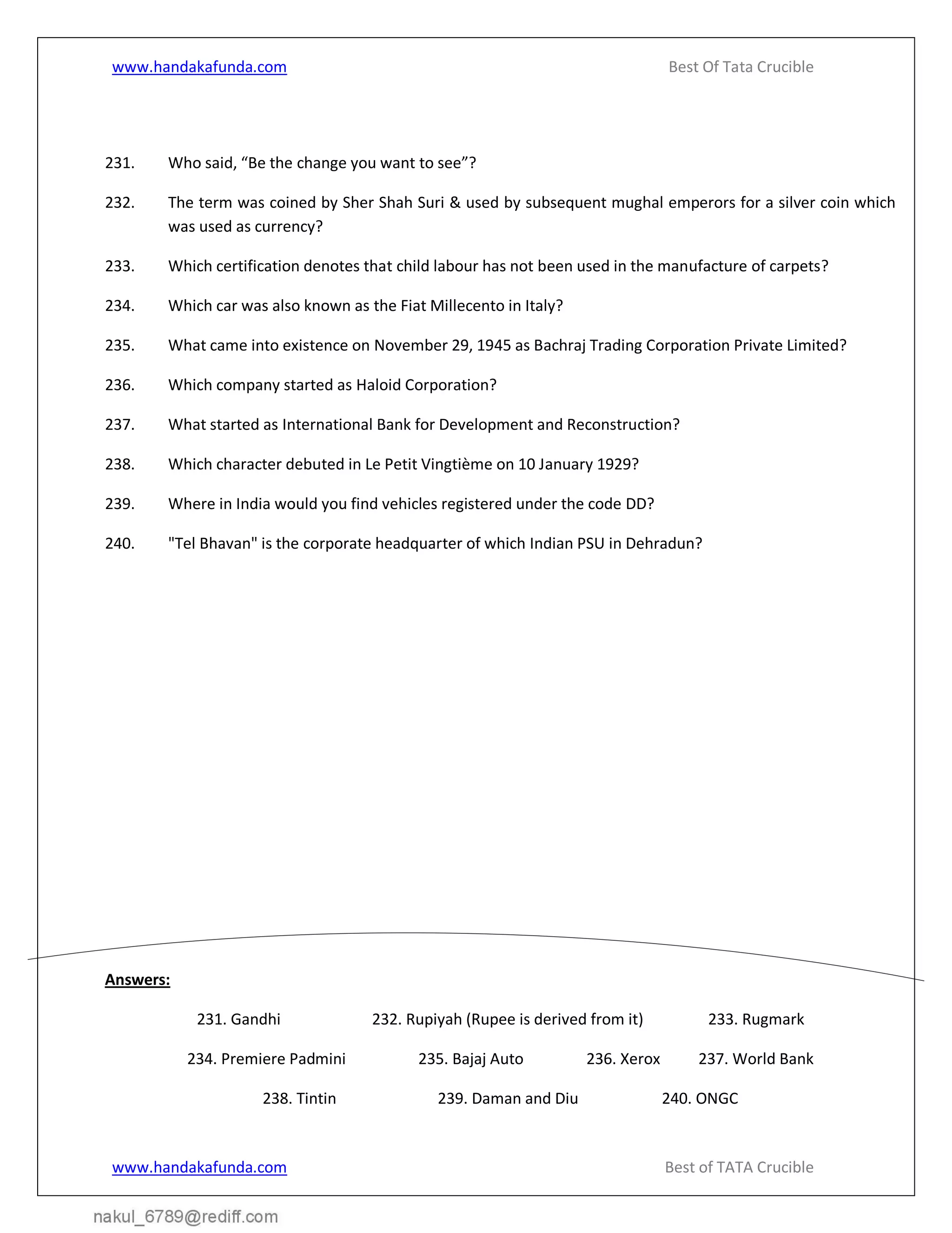 Best of TATA Crucible | PDF