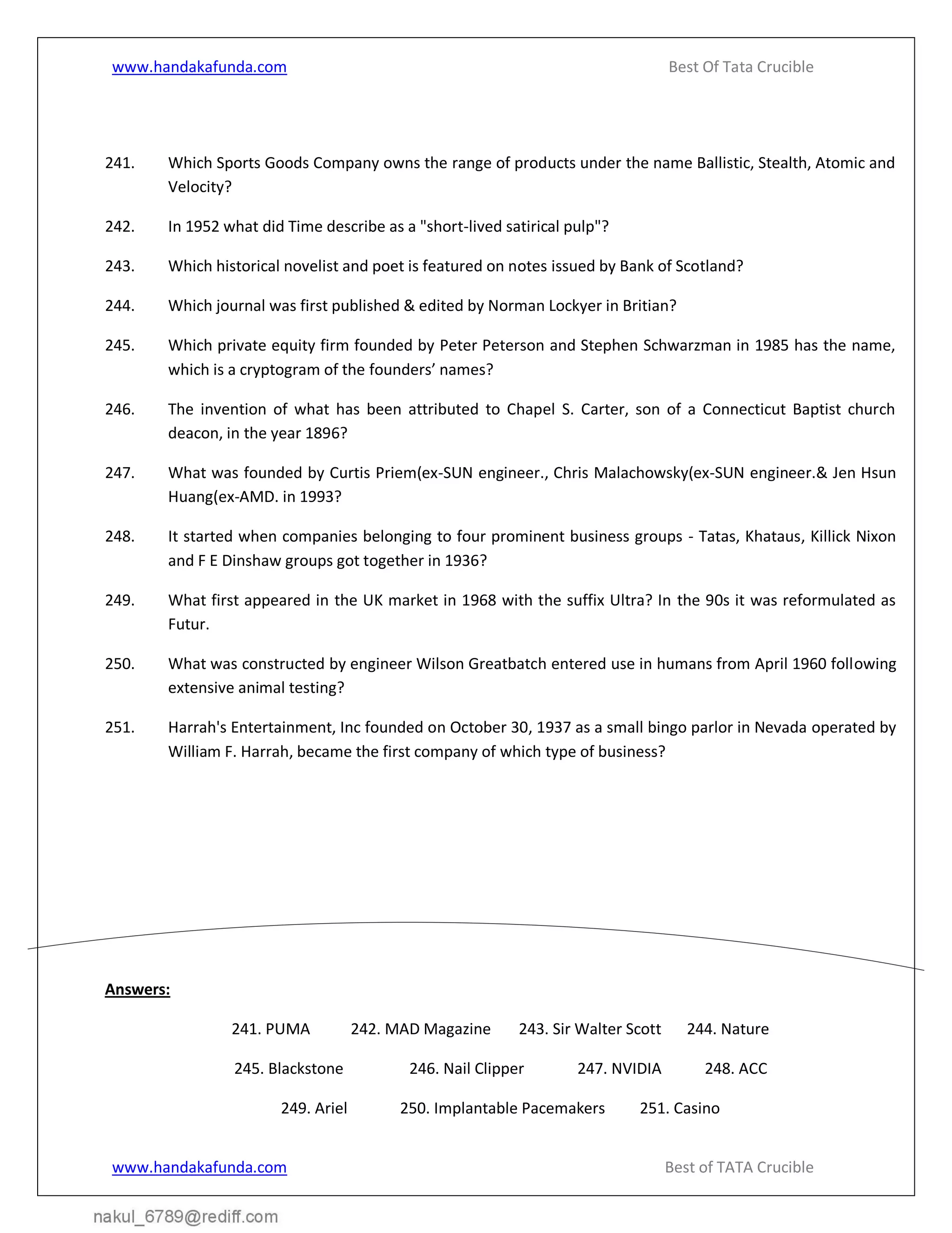 Best of TATA Crucible | PDF