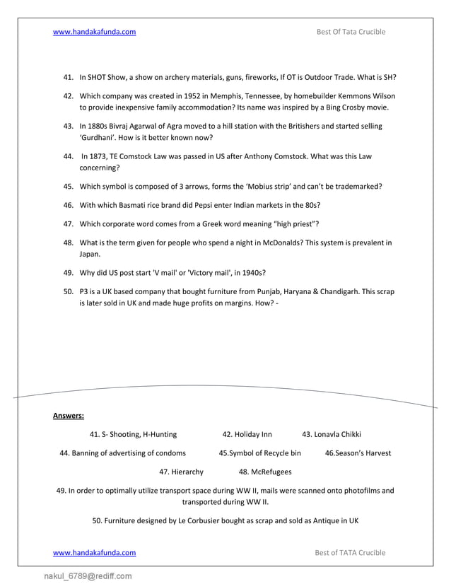 Best of TATA Crucible | PDF | Educational Assessment | Education