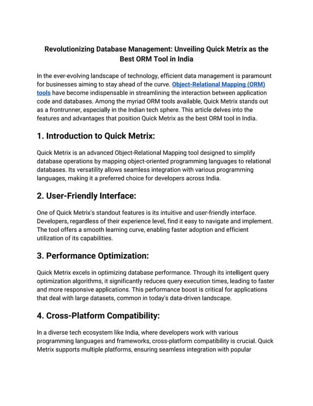 Best ORM Tool in India | PDF