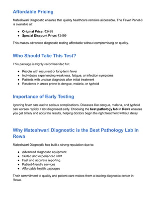 Best Pathology Lab in Rewa: Comprehensive Fever Panel-3 Diagnostic ...