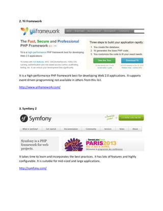 Best PHP Frameworks 2013 | PDF