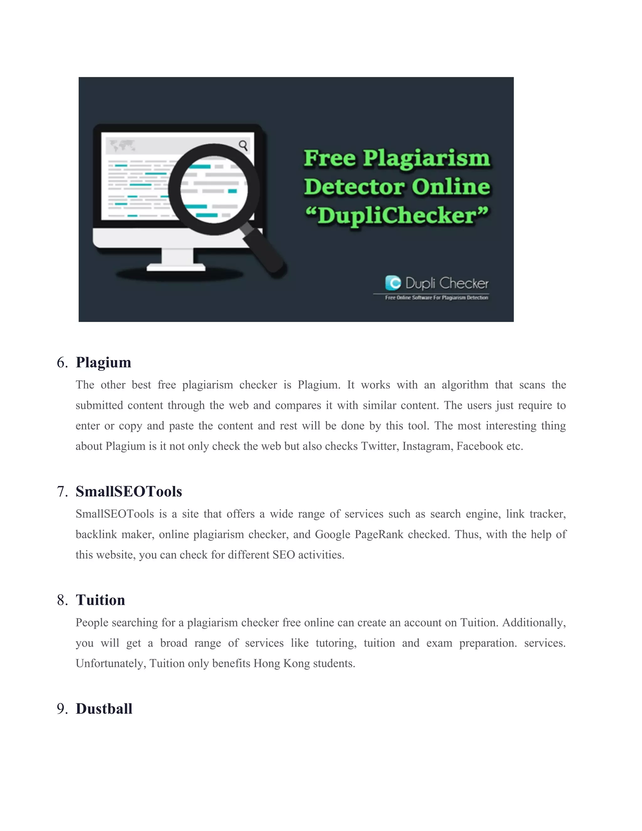 Best plagiarism tools to check for duplicate content converted | PDF