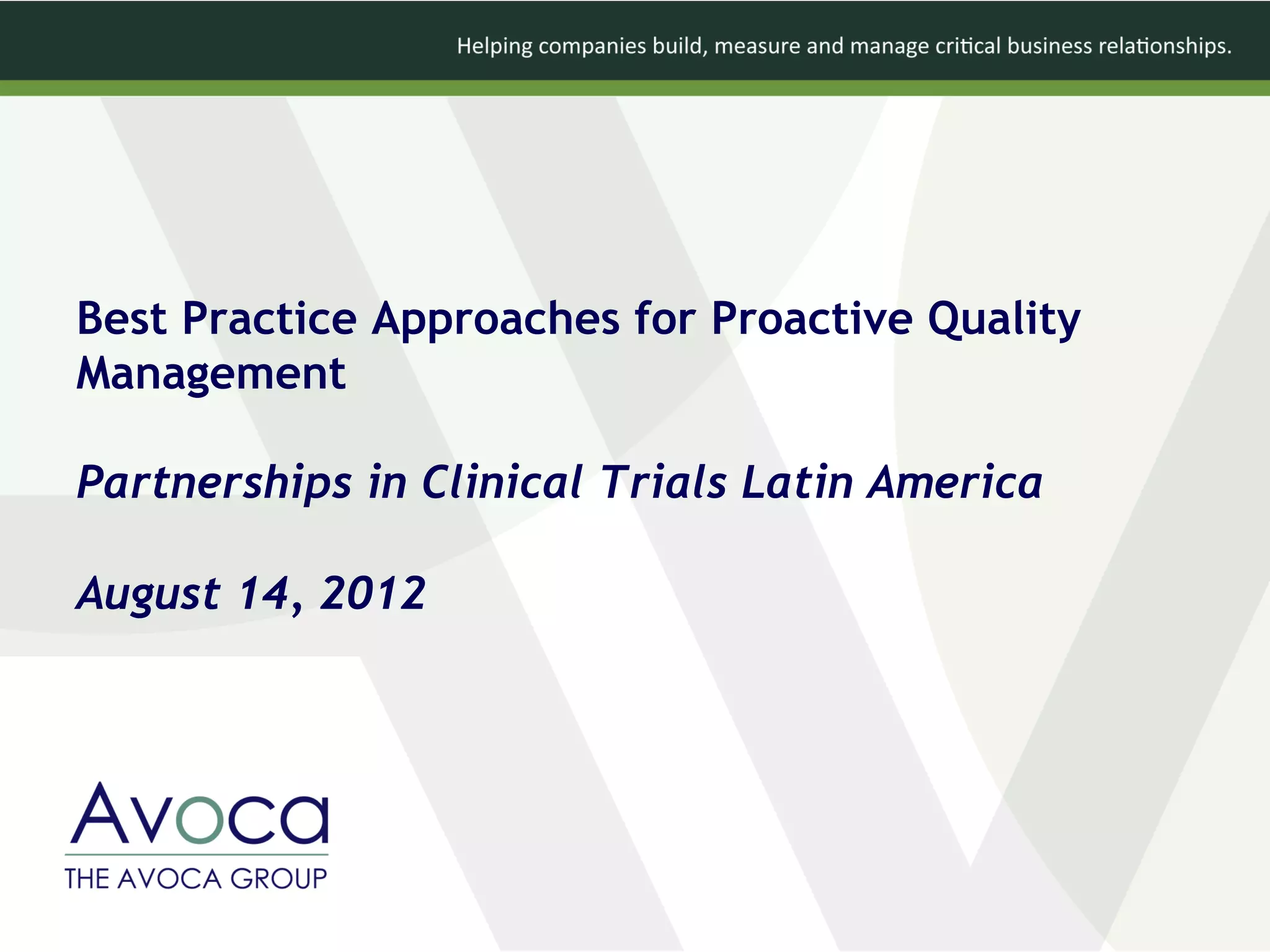 Best Practice Approaches for Proactive Quality Management | PPT
