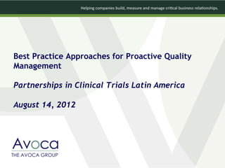 Best Practice Approaches for Proactive Quality Management | PPT